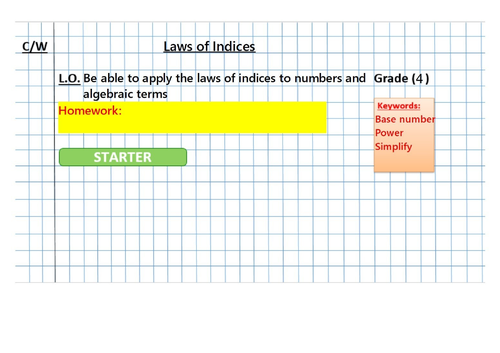 Laws of Indices - Maths Foundation GCSE Lesson (PowerPoint ...