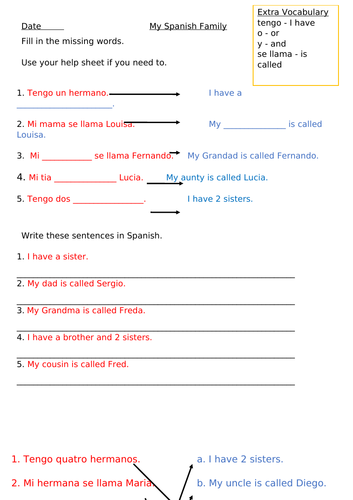 Spanish Lesson - Family - La Familia | Teaching Resources