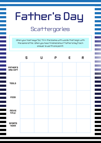 3X Father's Day Scattergories Games. Fun Activity | Teaching Resources
