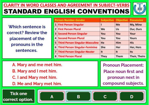 CLARITY AND AGREEMENT IN NOUNS, PRONOUNS, SUBJECT-VERBS: WORKSHEETS ...