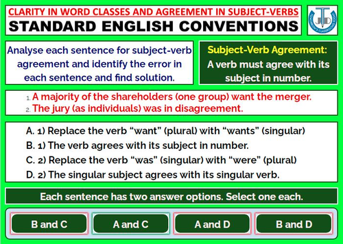 CLARITY AND AGREEMENT IN NOUNS, PRONOUNS, SUBJECT-VERBS: WORKSHEETS ...
