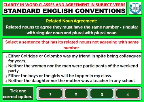 CLARITY AND AGREEMENT IN NOUNS, PRONOUNS, SUBJECT-VERBS: WORKSHEETS ...