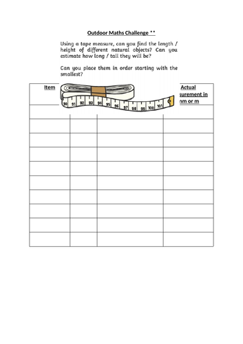 Outdoor Learning Measure | Teaching Resources