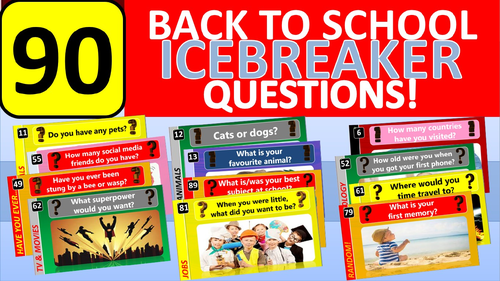 90 x Icebreakers Starter Questions Back to School Tutor Time Activity ...
