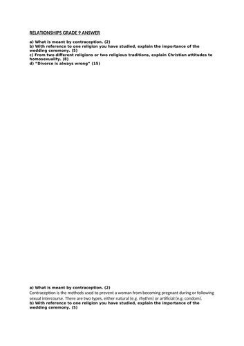 GRADE 9 - EXAMPLE ESSAY - WJEC RS GCSE | Teaching Resources