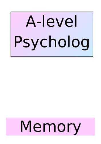 AQA Psychology A-level - Memory Revision booklet | Teaching Resources