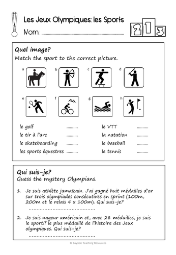 Les Jeux Olympiques: Olympic sports | Teaching Resources