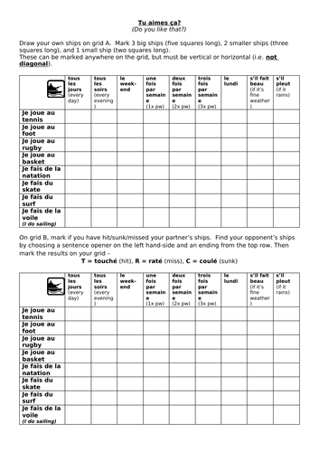 French ks3 sport | Teaching Resources