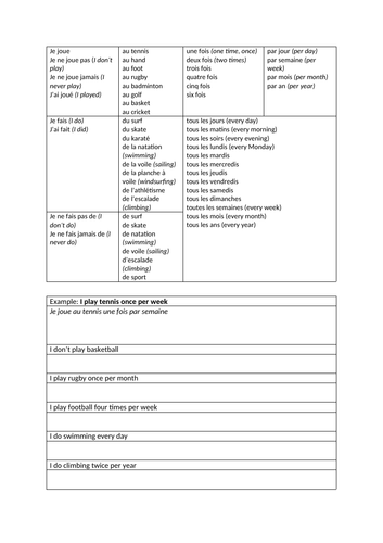 French ks3 sport | Teaching Resources