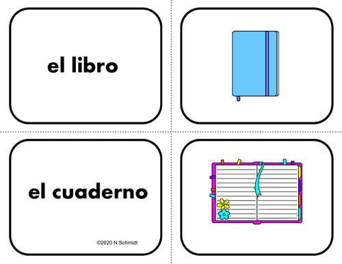 Spanish School Supplies / Back to School: 26 Flashcards (Memory ...