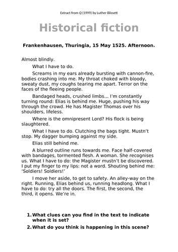 Introduction to historical fiction | Teaching Resources