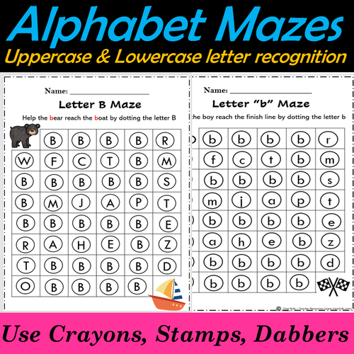 Alphabet Letter Mazes Letter Recognition Activities (NO PREP ...