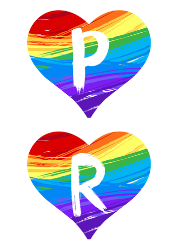 Pride Month Classroom Hearts 2X Designs Pride Words Wall Display LGBTQ+ ...