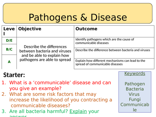 NEW AQA Trilogy GCSE (2016) Biology - Pathogens & Disease | Teaching Resources