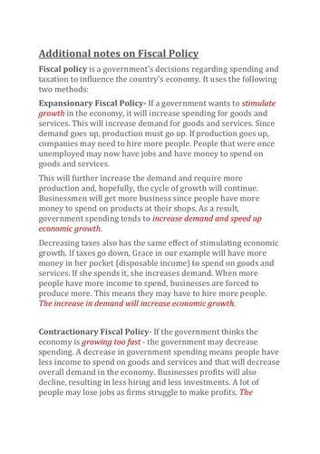 Fiscal Policy | Teaching Resources