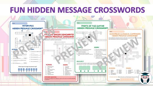 20 Music Crossword Puzzles - Print & Go PDFs | Teaching Resources