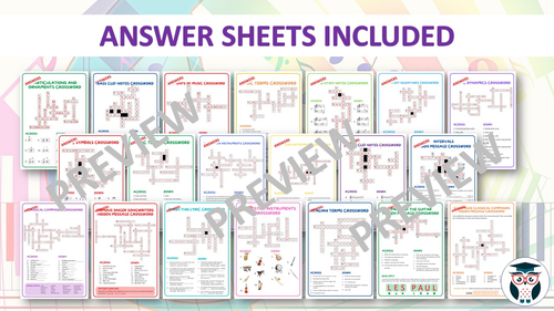 20 Music Crossword Puzzles - Print & Go PDFs | Teaching Resources