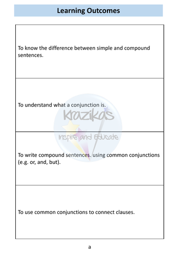 Functional Skills English - Entry Level 2 - Writing - Conjunctions and ...