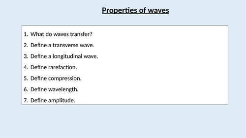 AQA GCSE Physics (4.6.1.2) Waves - Properties of waves | Teaching Resources