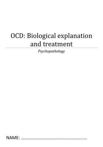 Psychopathology 5 - Biological approach to explaining and treating OCD ...