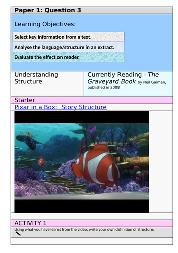 GCSE English Language Paper 1 Question 3 - Scaffolding | Teaching Resources