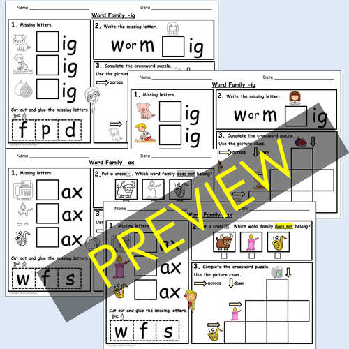 CVC Word Families Phonics Worksheets | Teaching Resources