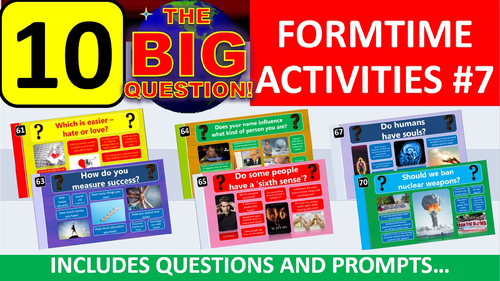 10 x The Big Question #7 Form Tutor Time Activity - Zero Preparation ...