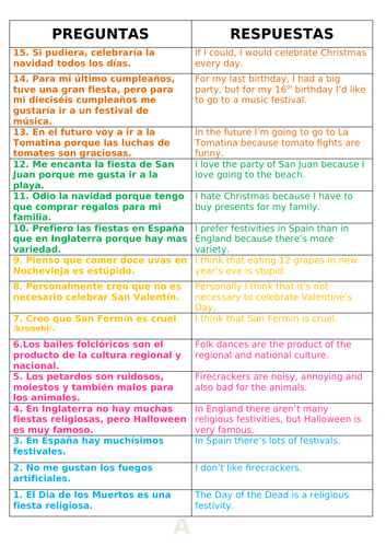 IGCSE Edexcel celebraciones, festivales y tradiciones - speaking ...
