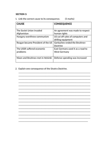 SUPERPOWER RELATIONS AND THE COLD WAR KEY TOPIC 3 ASSESSMENT | Teaching ...