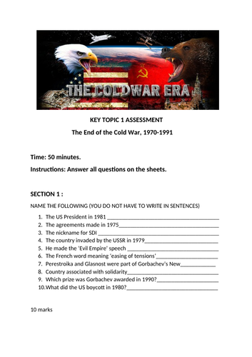 GCSE COLD WAR KEY TOPIC 3. THE END OF THE COLD WAR | Teaching Resources