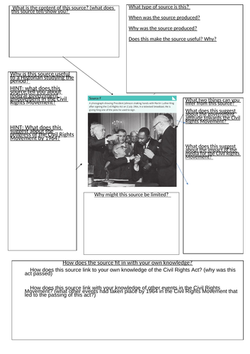 Edexcel 9-1 Source analysis Civil Rights Movement | Teaching Resources