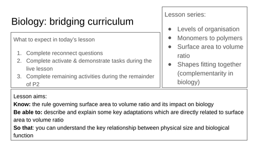 Biology Bridging curriculum | Teaching Resources