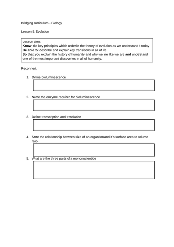 Biology Bridging curriculum | Teaching Resources