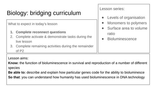 Biology Bridging curriculum | Teaching Resources