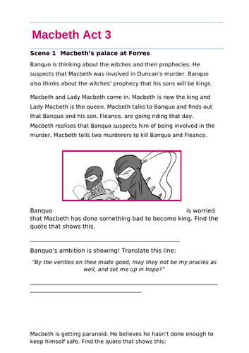 LAB Macbeth worksheets - plot (+answers) | Teaching Resources