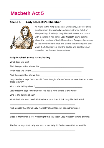LAB Macbeth worksheets - plot (+answers) | Teaching Resources