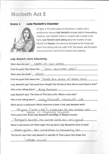 LAB Macbeth worksheets - plot (+answers) | Teaching Resources