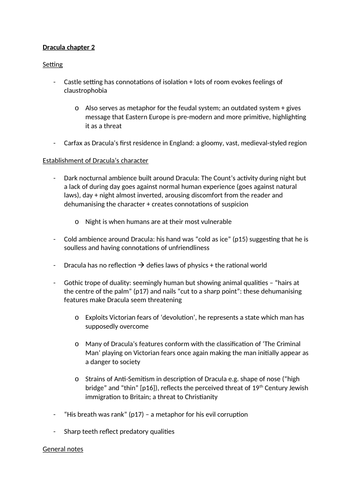 Dracula Chapter 2 Analysis (A Level Edexcel English Literature ...