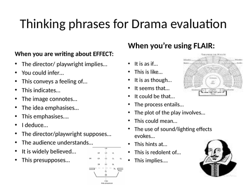 Print outs for drama students to help them when writing. | Teaching ...