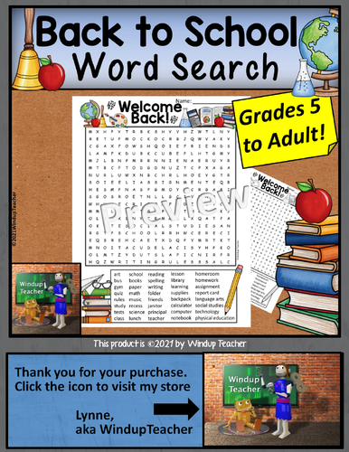 Back to School Word Search HARD Grades5&Up | Teaching Resources