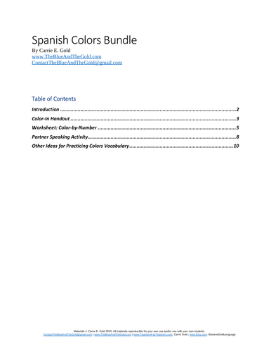 Learn Colors in Spanish: Downloadable Activity Bundle ~ Worksheets ...