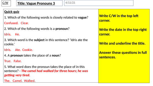 Vague Pronouns - 5 lessons | Teaching Resources