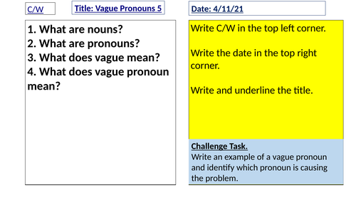 Vague Pronouns - 5 lessons | Teaching Resources