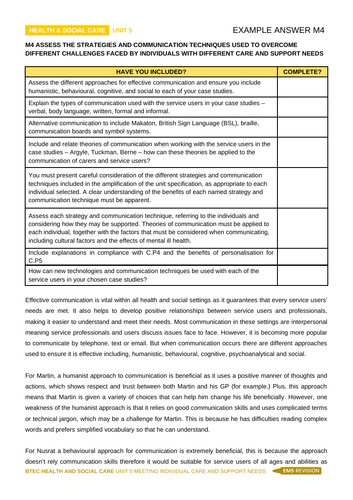 HSC | U5 M4 CONTROLLED ASSESSMENT [EXAMPLE ANSWER] | Teaching Resources