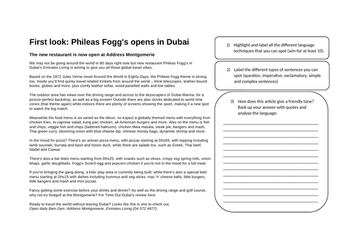 End of Term Cafe Project (English) | Teaching Resources