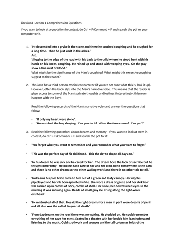 McCarthy's "The Road" Complete Unit - Higher/A Level/ IB | Teaching ...