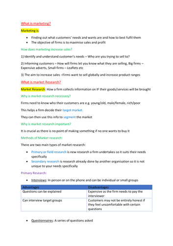 OCR Business Studies Marketing GCSE Revision Notes | Teaching Resources OCR Business Studies Marketing GCSE Revision Notes | Teaching Resources