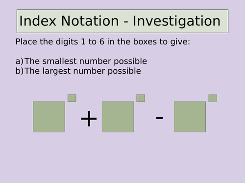 Index Notation - Investigation | Teaching Resources