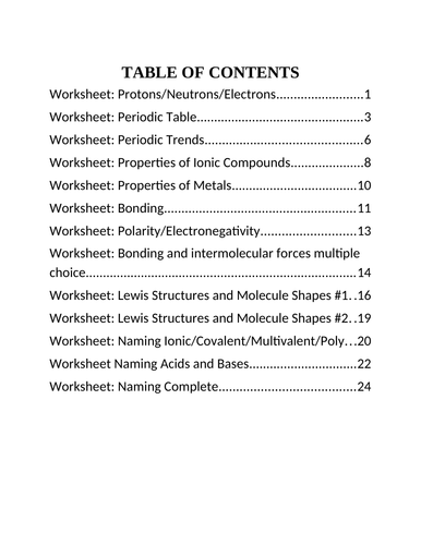 [210 PGS] MATTER AND BONDING UNIT 10 Power Points, 13 Worksheets, 2 ...
