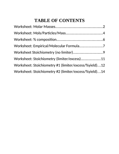 8 MOLE STOICHIOMETRY WORKSHEETS 4 Stoichiometry and Mole Assessments ...